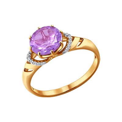 Кольцо из золота с гранатом и фианитами SOKOLOV – купить в официальном ...