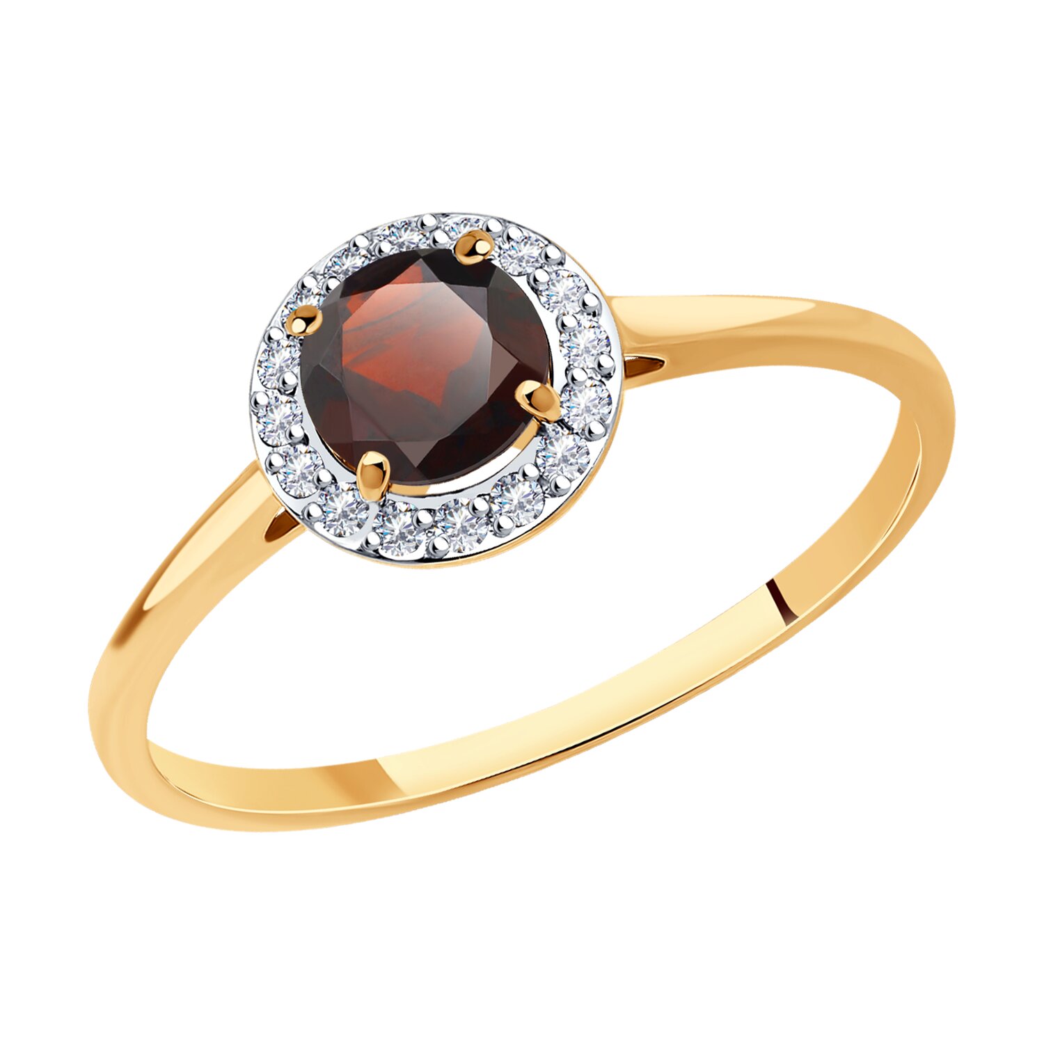 Кольцо из золота с гранатом и фианитами SOKOLOV - купить в официальном ...