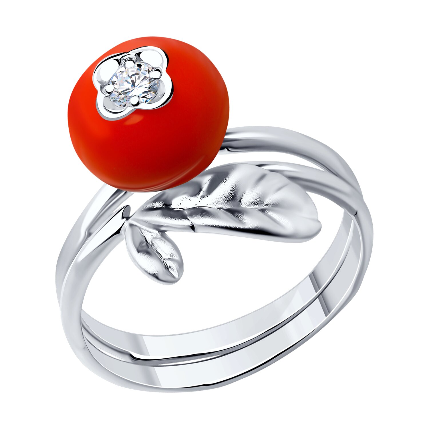 Кольцо из серебра с эмалью с фианитом SOKOLOV - купить в официальном ...