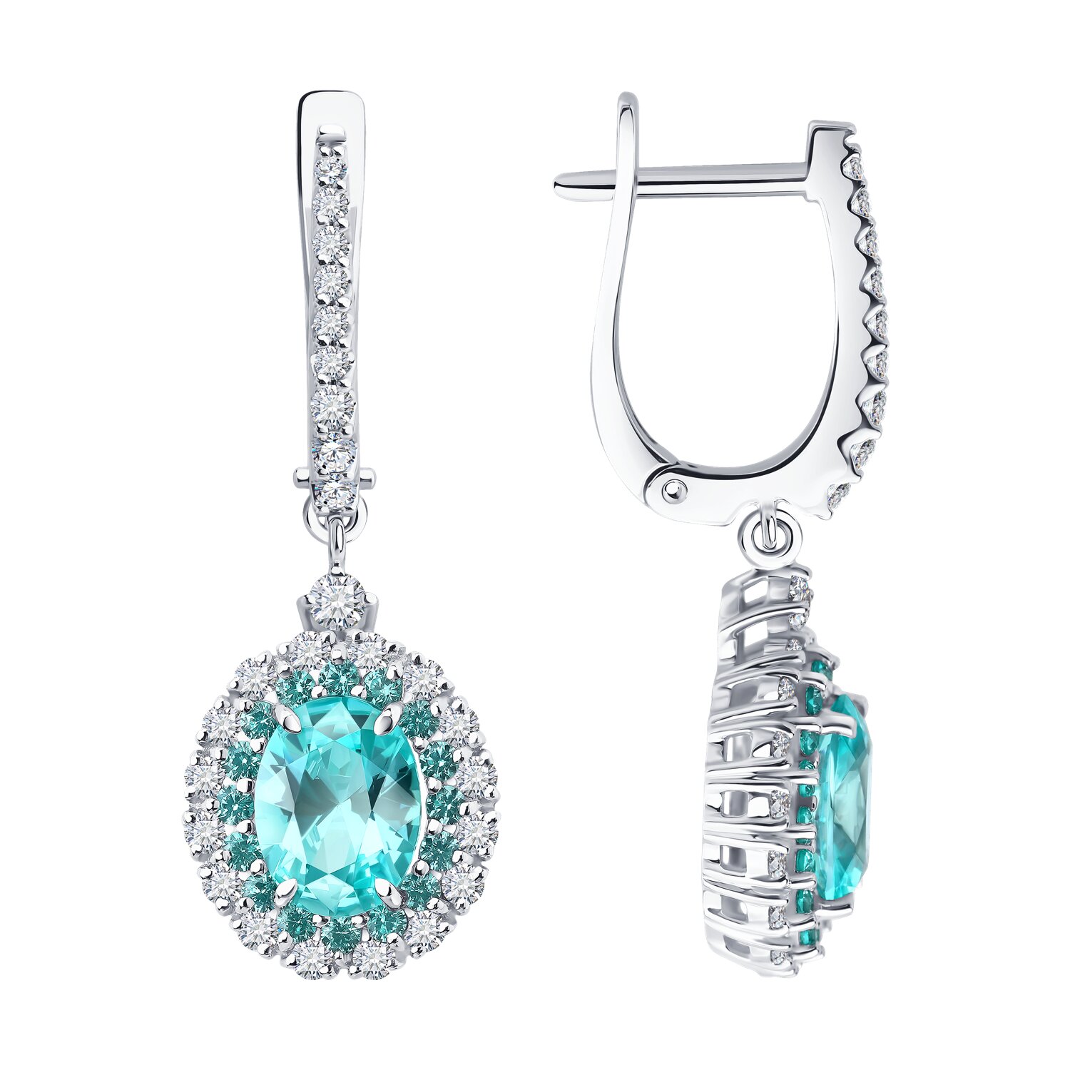 Серьги из белого золота с бриллиантами выращенными и выращенными ...