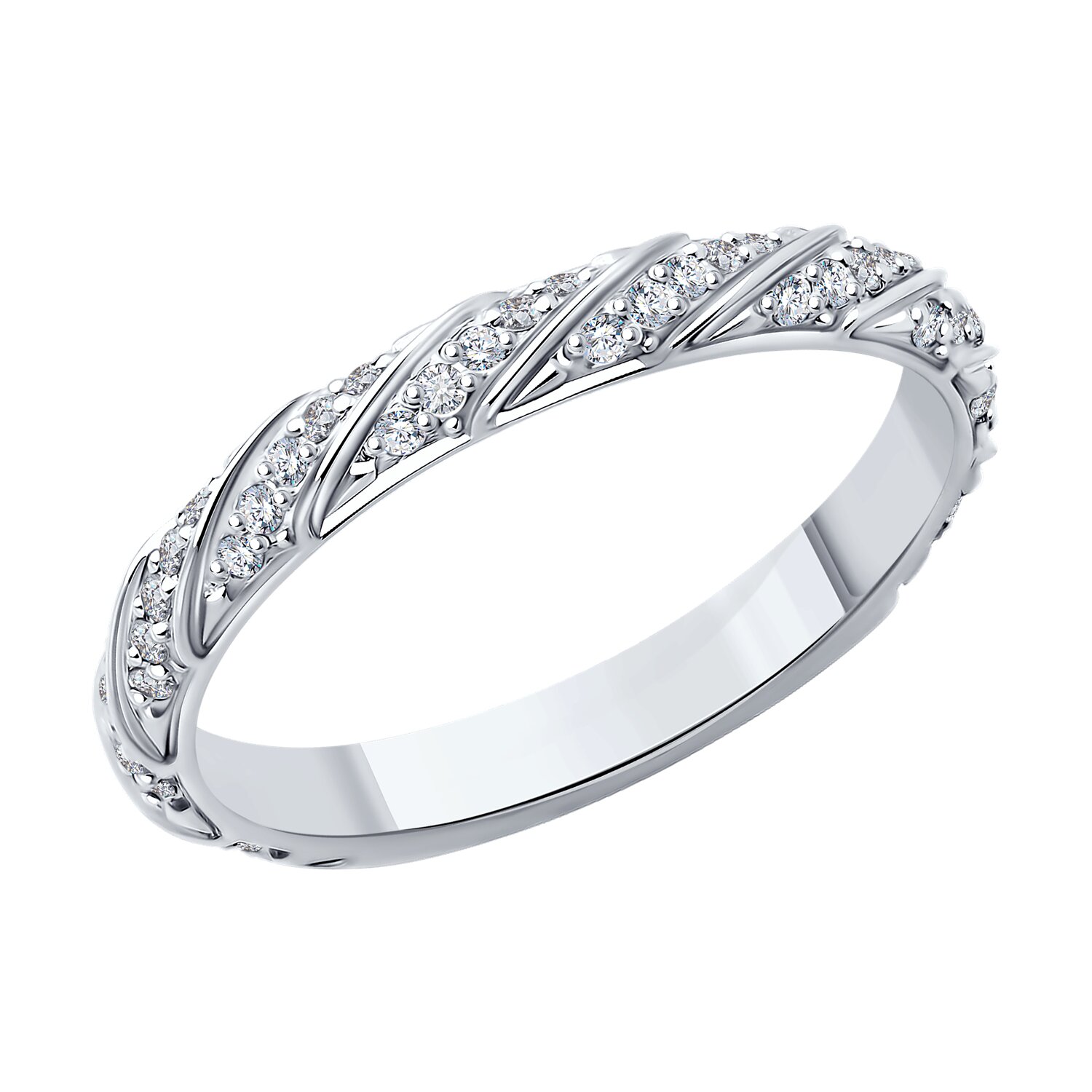 Кольцо обручальное из белого золота с бриллиантами SOKOLOV - купить в ...